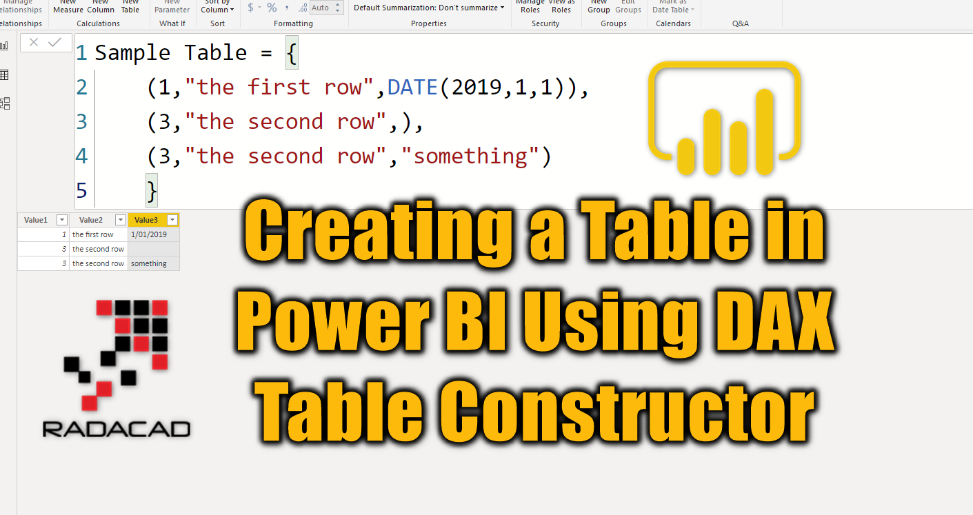 Creating A Table In Power BI Using DAX Table Constructor LaptrinhX News