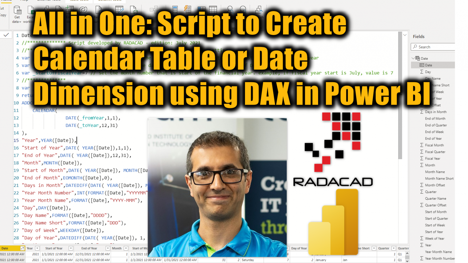 All in One: Script to Create Calendar Table or Date Dimension using DAX ...