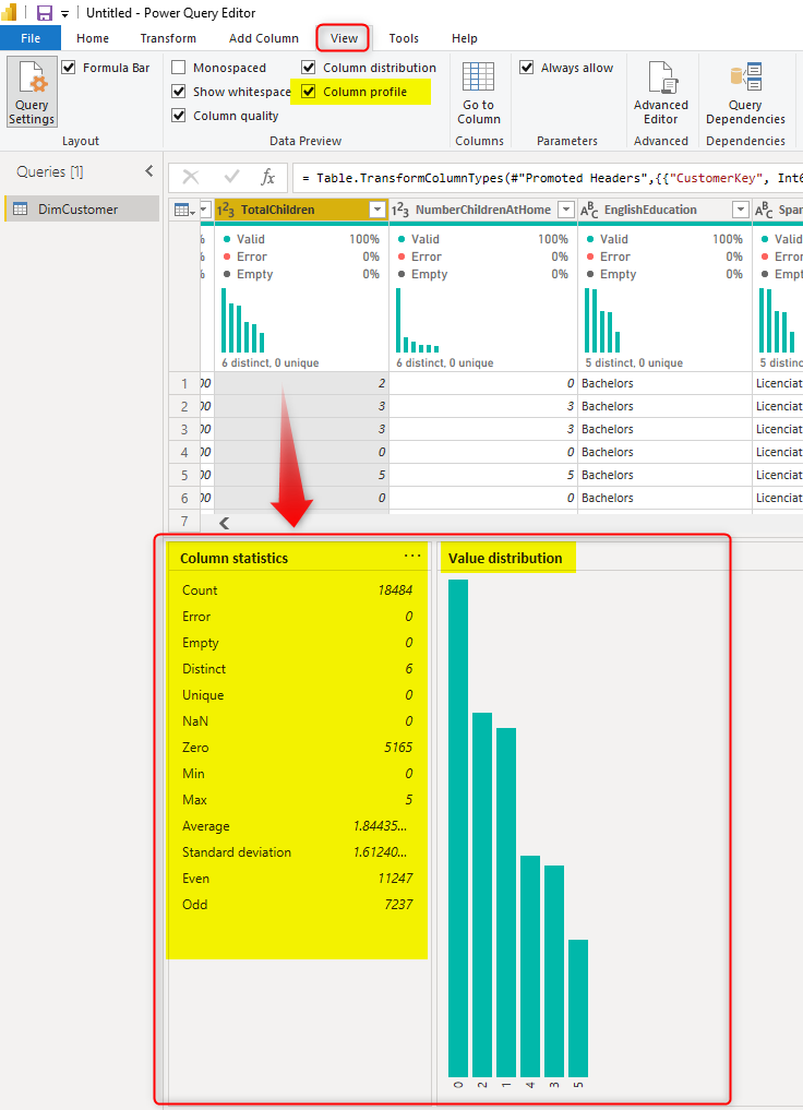 Know Your Data Better by Column Profiling In Power BI using Power Query ...